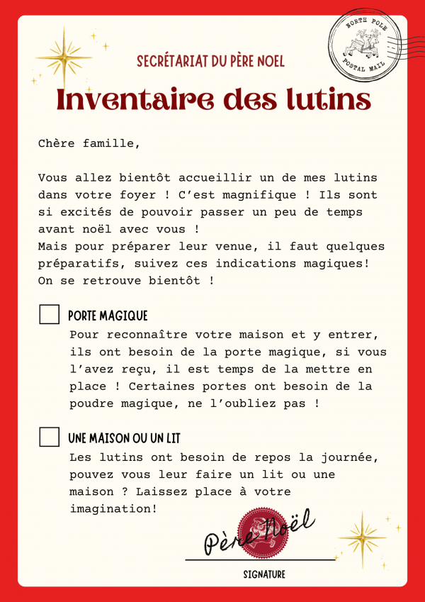 Lettre arrivée du lutin farceur de noel - Modèle gratuit
